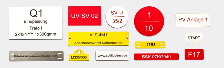 Resopalschilder, Kabelmarkierungen, Metallschilder, Typenschilder und ...